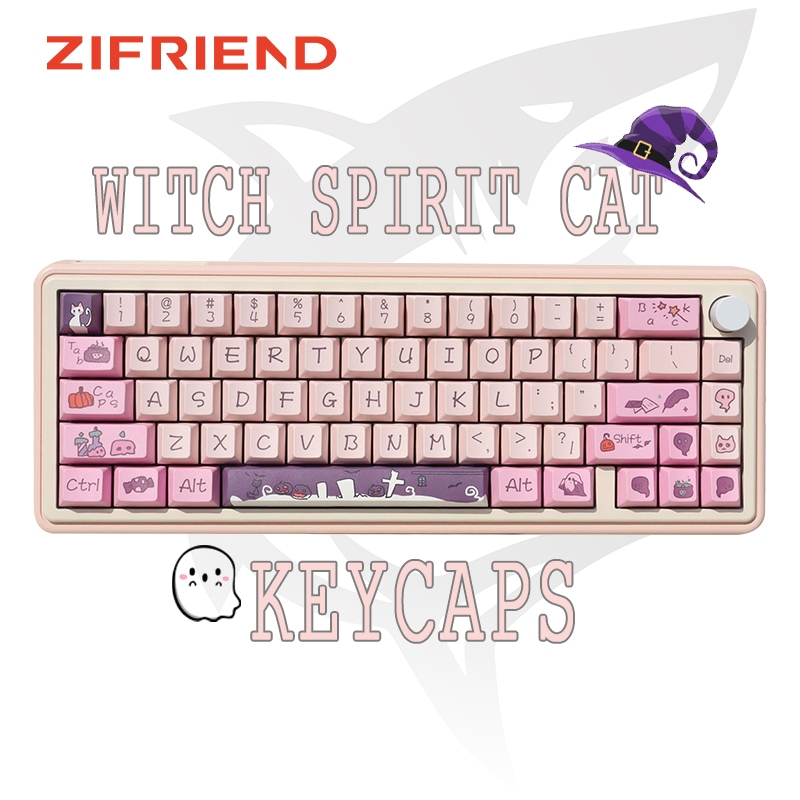 Jual ZIFRIEND Witch Spirit Cat 134 Keys Cherry Profile PBT Keycaps Set ...