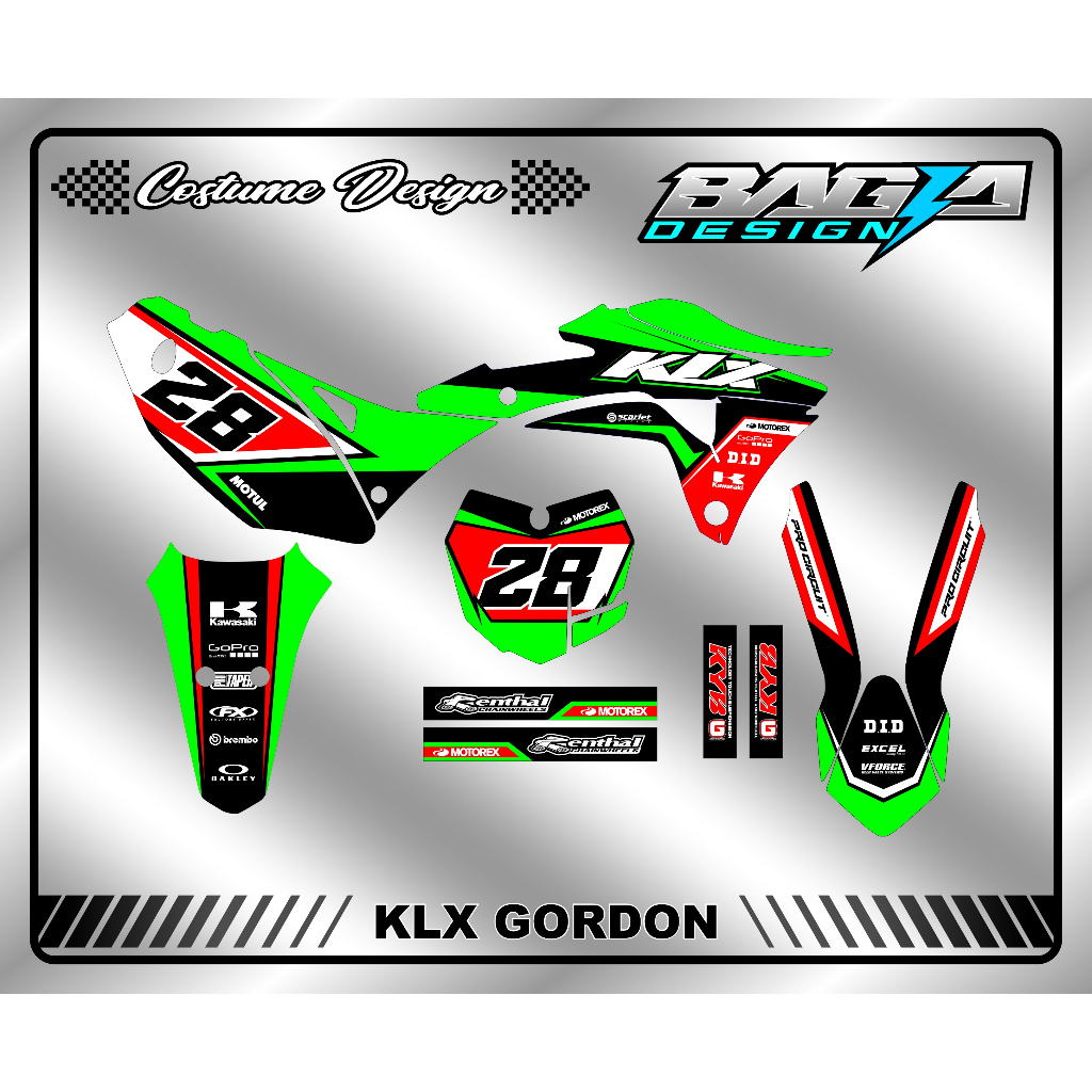 Jual STICKER DECAL KLX GORDON VARIASI MOTOR STRIPING FULL BODY CUSTOME ...