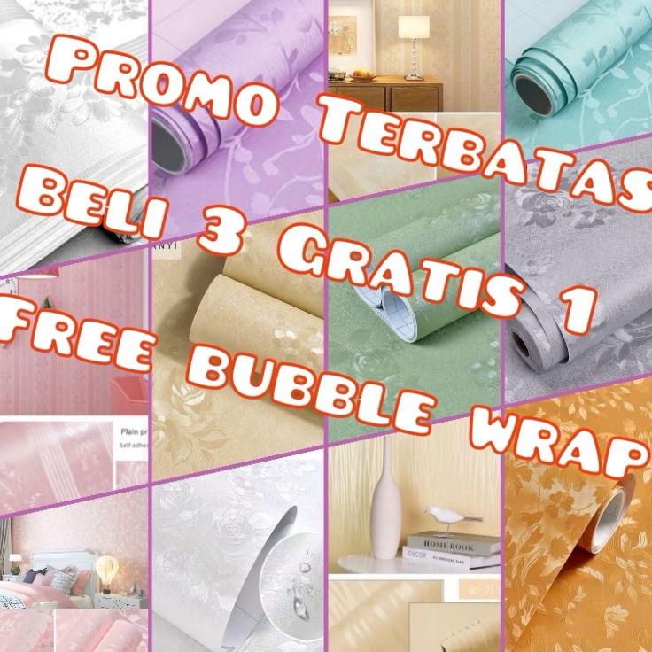 Jual Grosir BELI 3 GRATIS 1 COD Wallpaper Sticker Wallpaper Dinding Ruang Tamu Motif Polos Putih ...