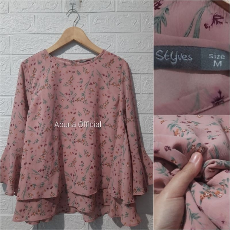 Jual ST. YVES floral blouse / atasan wanita motif bunga / baju kerja hijab ori matahari | Shopee ...