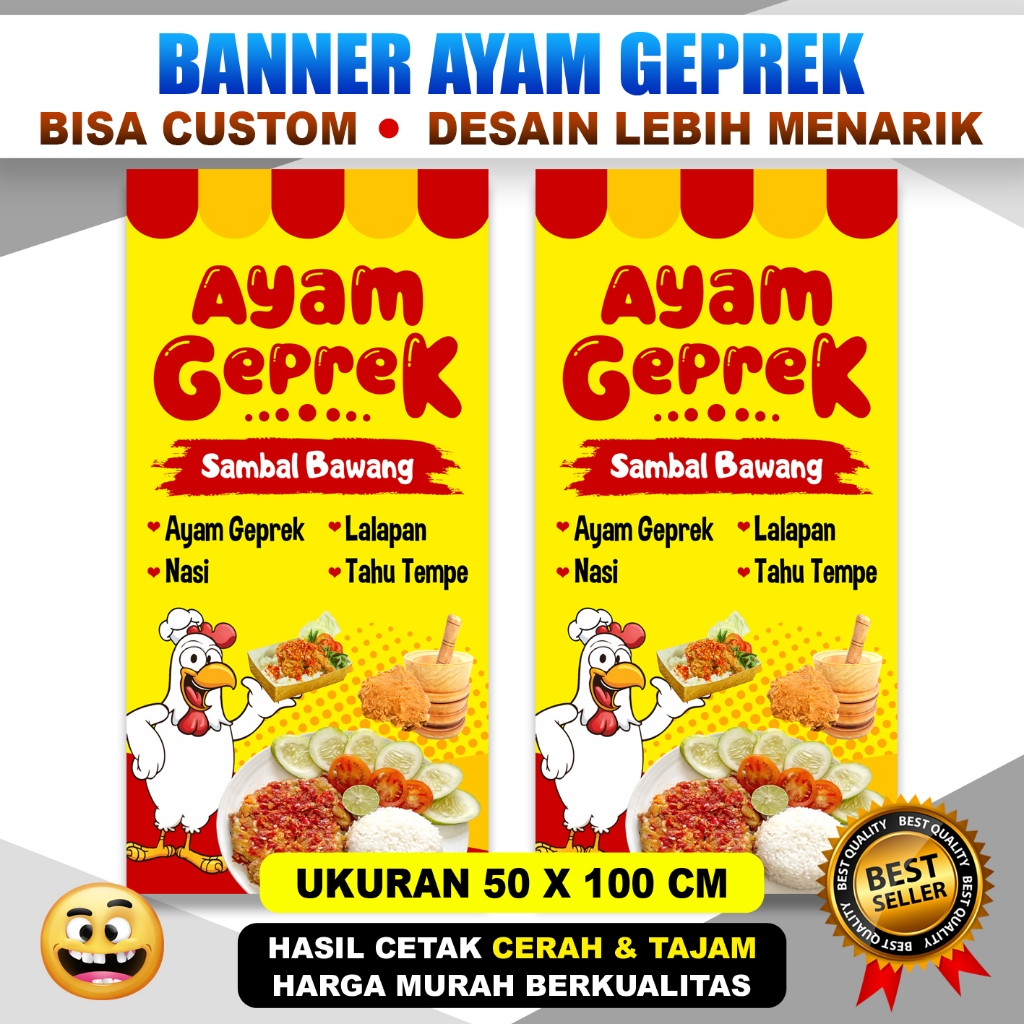 Jual BANNER AYAM GEPREK TERBAIK PAKET 2 BANNER | Shopee Indonesia