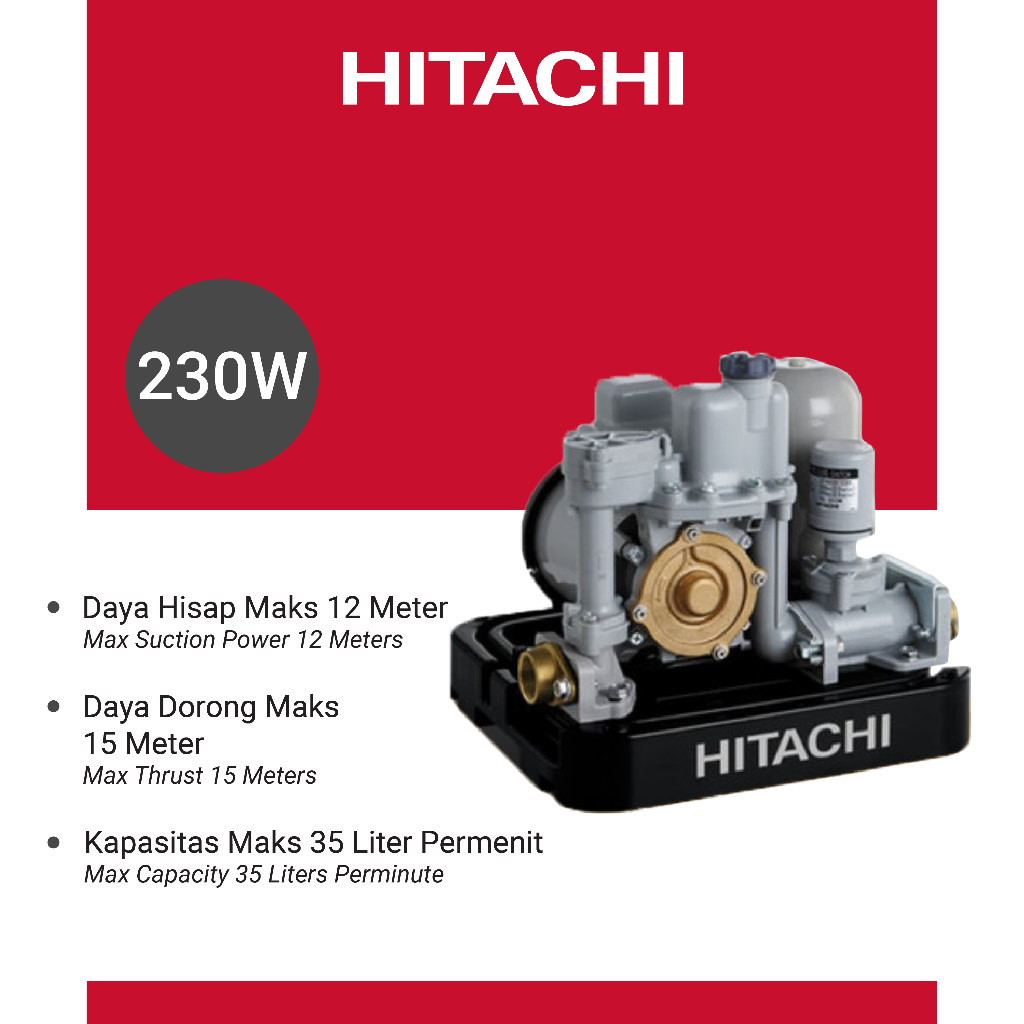 Jual HITACHI Pompa Air Dangkal WM-P230GX | Shopee Indonesia