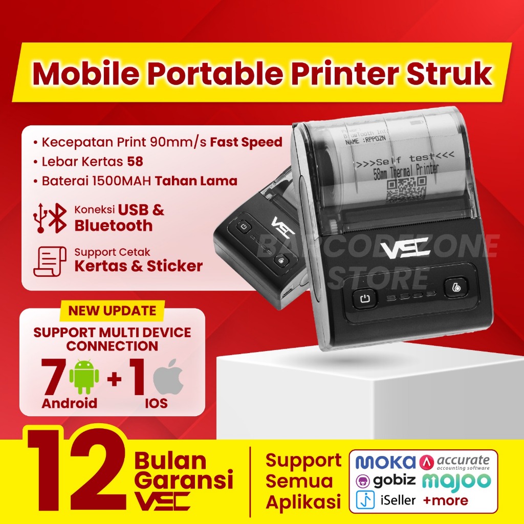 Jual Mini Printer Thermal Bluetooth VSC MP-58C 58mm RPP02 - Printer Kasir Printer Alamat Printer ...