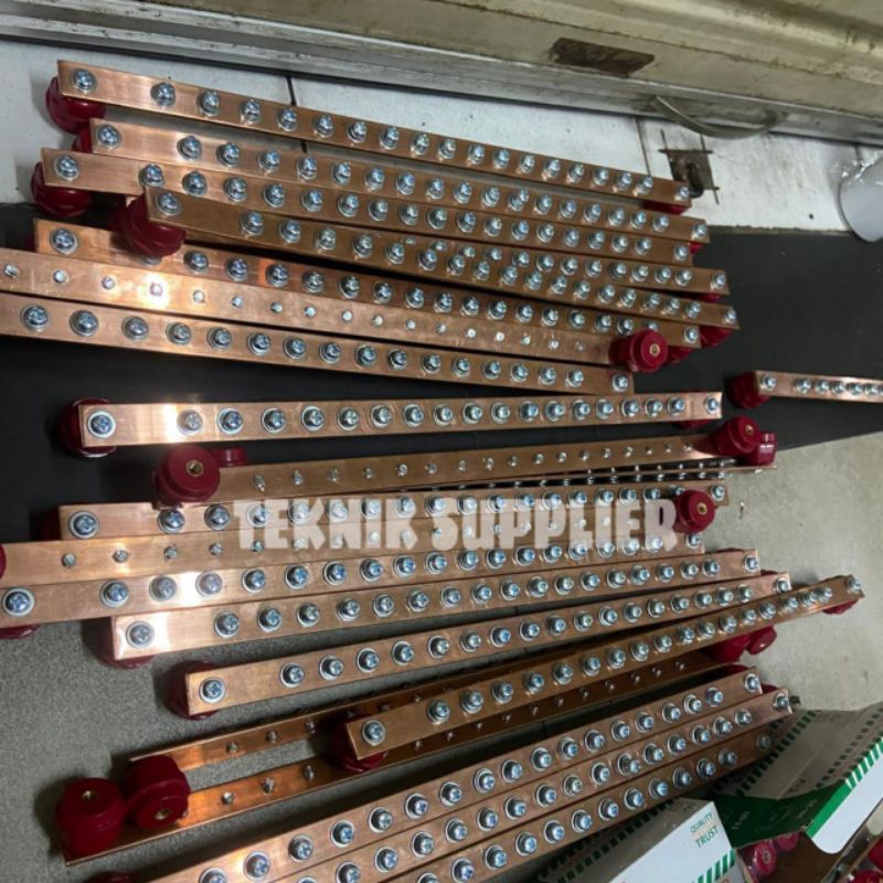 Jual busbar tembaga 3mm x 15mm x 300mm custom 15 baut m6 / busbar ...