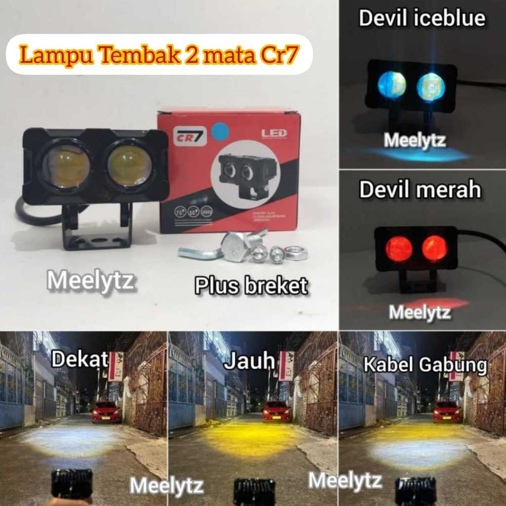 Jual Lampu tembak Laser LED 2 Mata CR7 Plus Devil Waterproof CS 1061 ...