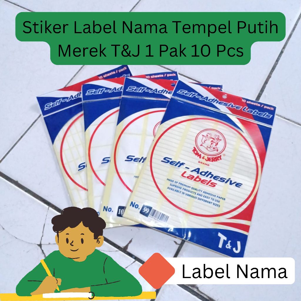 Jual STIKER LABEL TEMPEL PUTIH MEREK T&J 1 PAK ISI 10 LEMBAR | Shopee ...