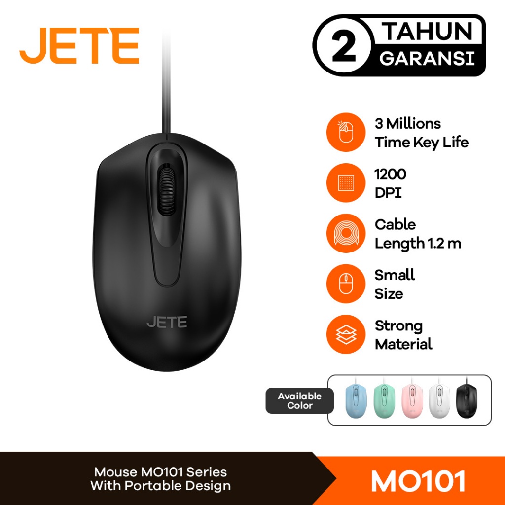 Jual JETE MO101 Mouse Kabel 1200 DPI Optical Technology - Garansi Resmi ...
