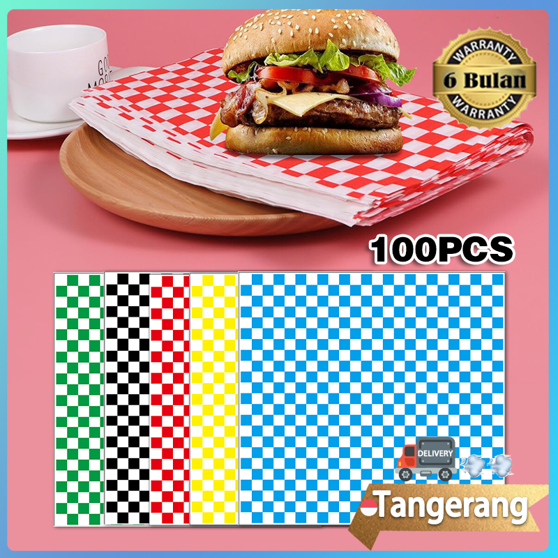 Jual 100pcs Kertas Burger 30cmx30cm Food Wrapper Kertas Alas Roti Motif ...