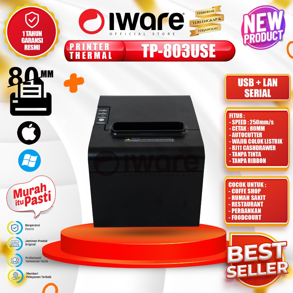 Jual Iware Printer Thermal Kasir TP-801U TP-803L IW-8220 Auto Cutter ...