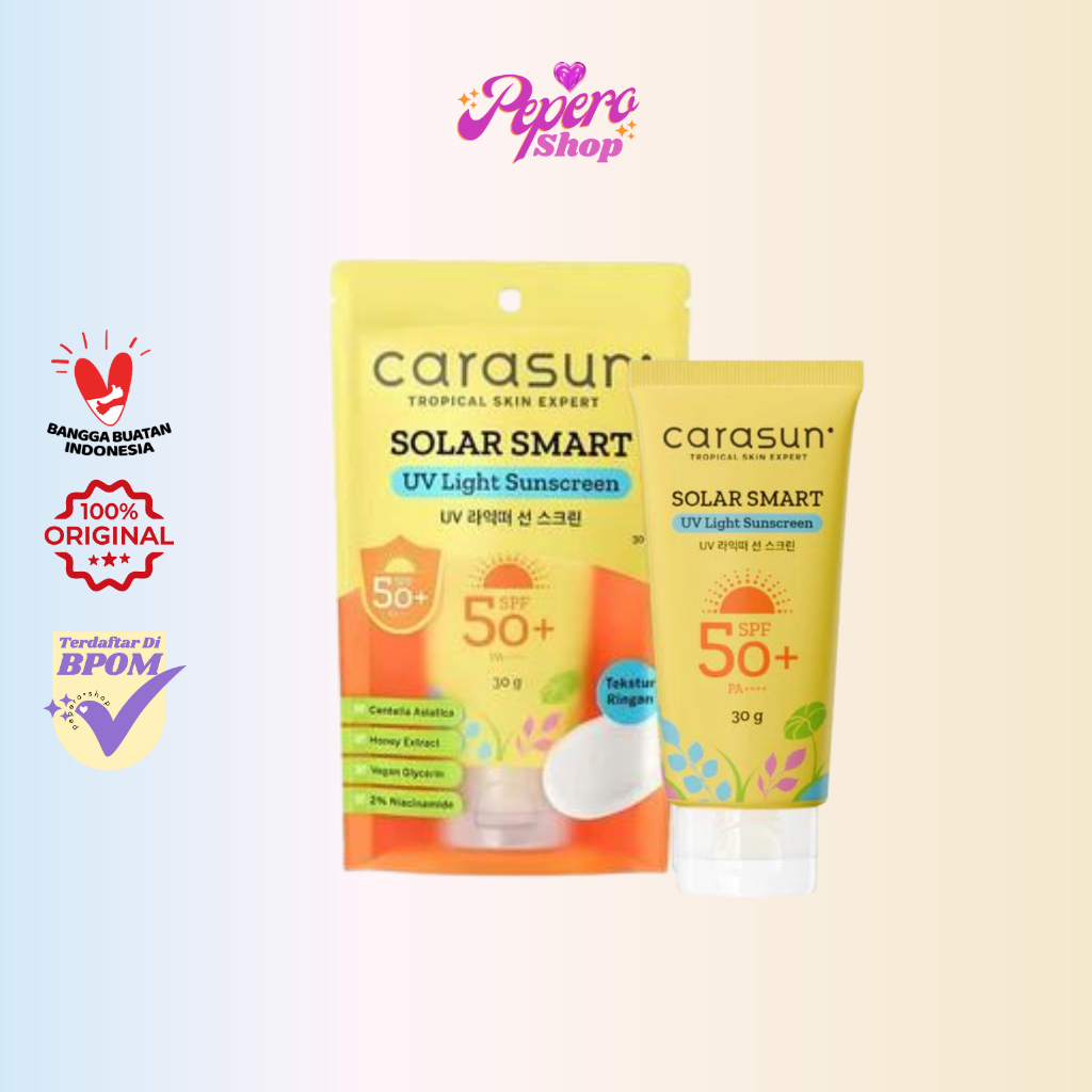 Jual CARASUN Solar Smart UV Light Sunscreen SPF 50 PA++++ 30g | Shopee ...