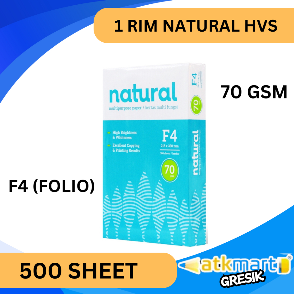 Jual NATURAL KERTAS HVS F4 FOLIO 70 GSM 1 RIM 500 LEMBAR KERTAS FOTOCOPY KERTAS PRINT FOTOKOPI ...