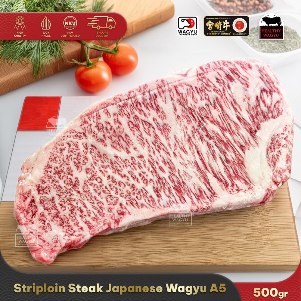 Jual Miyazaki Japanese Wagyu A5 Striploin Steak 500gr Healthy Wagyu | Shopee Indonesia