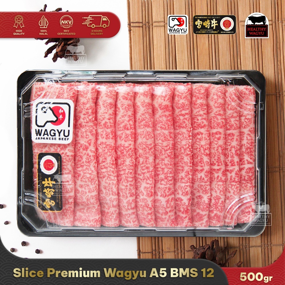 Jual Slice Premium Japan Wagyu Beef Grade A5 Bms 12 Shabu Shabu Yakiniku Healthy Wagyu | Shopee ...