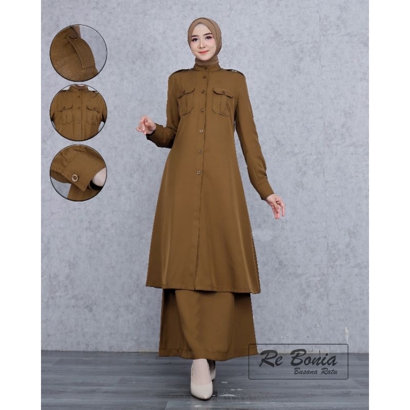 Jual Seragam Re Bonia Baju Dinas PDH Tunik Kheki Tua Wanita NON PURING ...