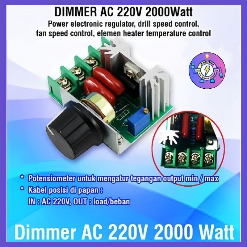 Jual Dimmer AC 220V 2000 Watt/Potensiometer pengatur kecepatan ...