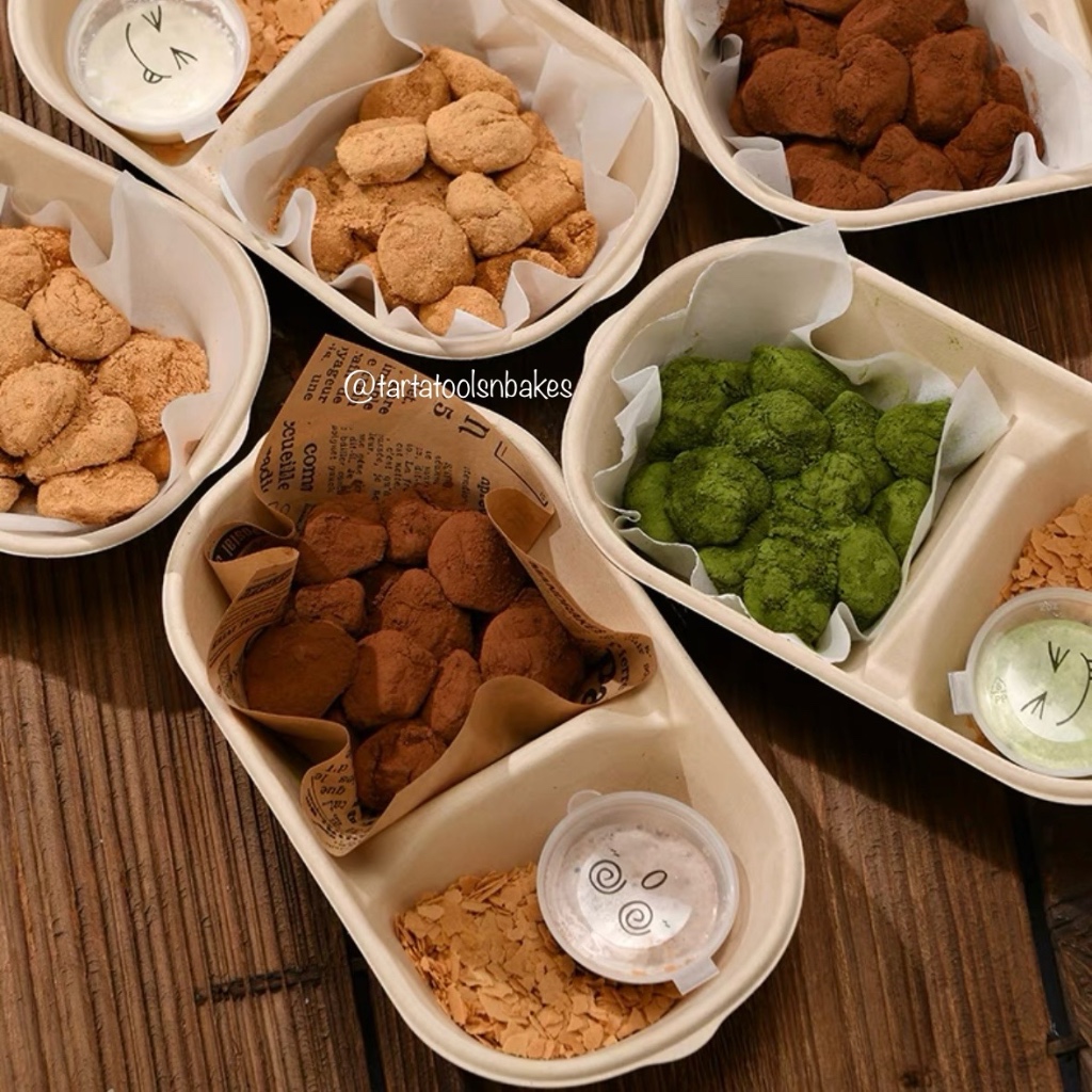 Jual (10SET) Kotak Bento Mochi | Bagasse Food Box Oval 850ML | Lunch Box | Dessert Sekat | Mika ...