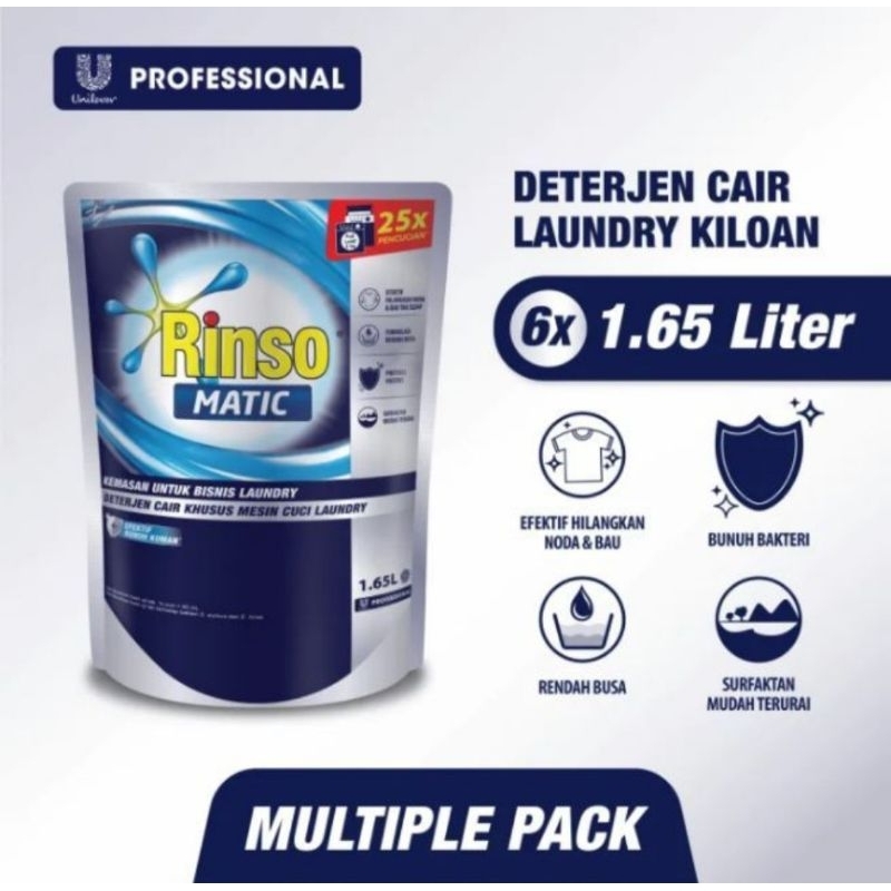 Jual RINSO MATIC LIQUID DETERGENT 1,65 Liter 100% Original | Shopee ...