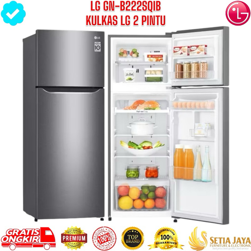 Jual LG Kulkas 2 Pintu 202L Smart Inverter Compressor : Tipe = GN-B222SQIB | Shopee Indonesia