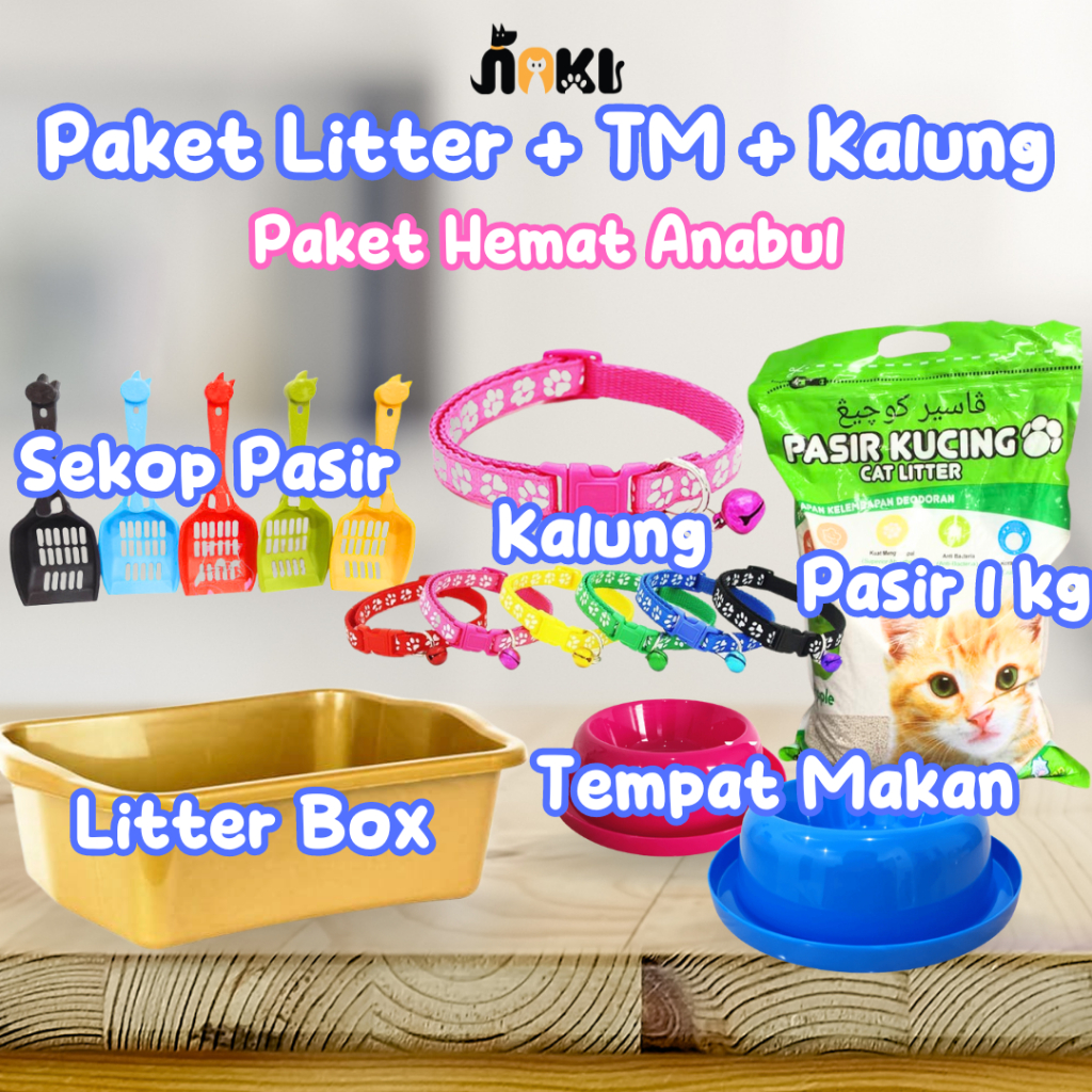 Jual [PAKET] LITTER BOX + SEKOP + PASIR GUMPAL WANGI + TEMPAT MAKAN ...