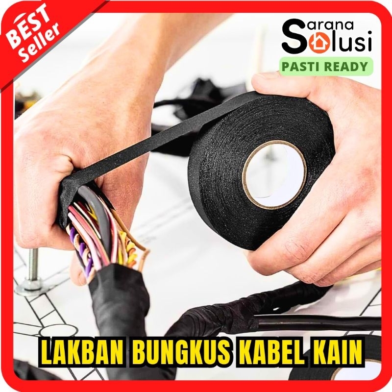 Jual Lakban Kabel Kain Hitam Adhesive Tahan Panas untuk Bungkus Kabel ...
