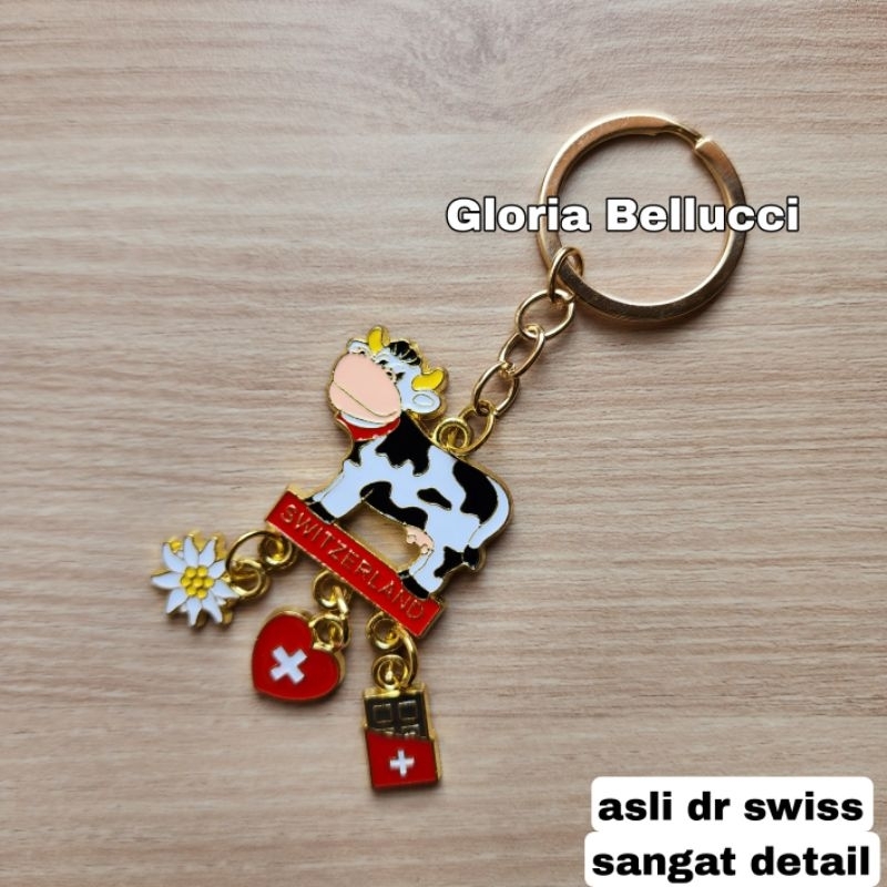 Jual gantungan kunci swiss sapi souvenir oleh oleh keychain switzerland ...