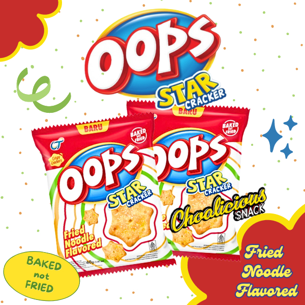 Jual OOPS Star Cracker Mie Goreng Fried Noodle Flavored Biskuit Cracker ...