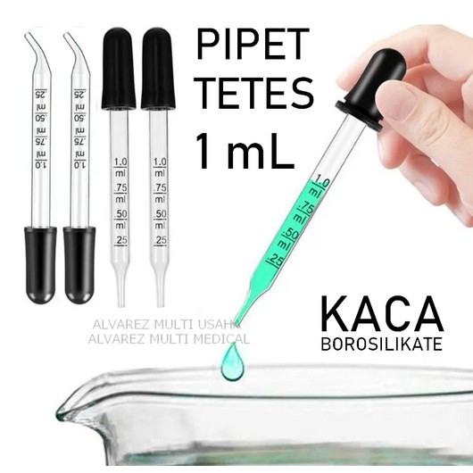 Jual Pipet Tetes Kaca 1 mL / Drop Pipette / Maat Pipet 1 mL Skala ...
