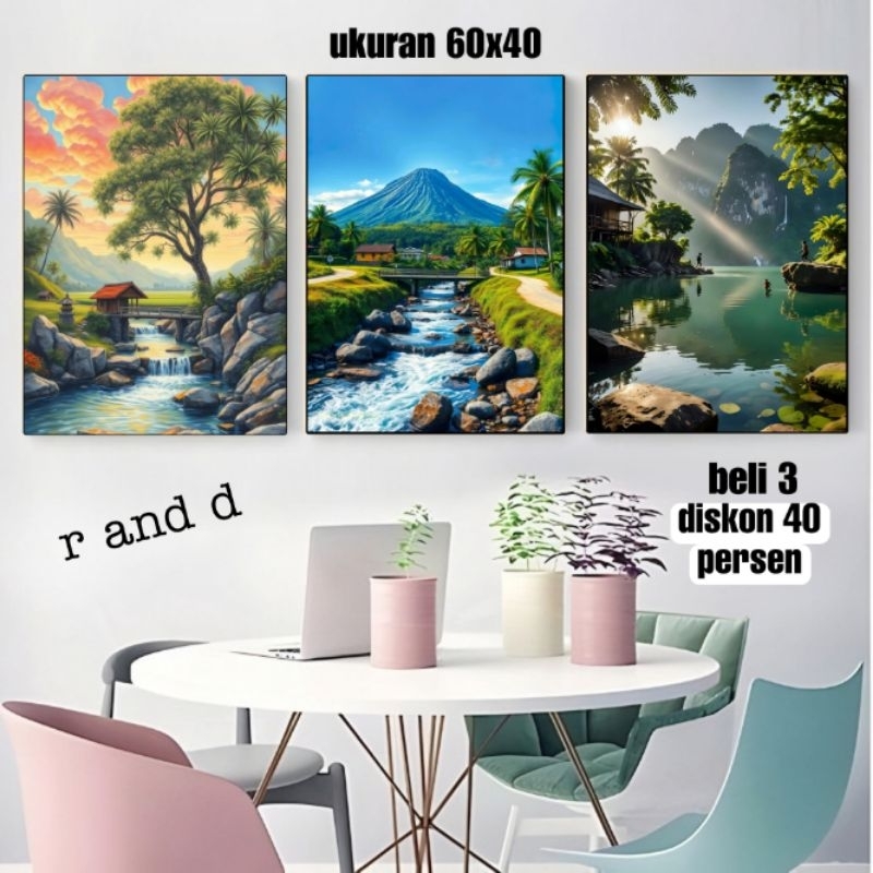 Jual Hiasan Dinding Gambar Pemandangan Ukuran 60x40, Dekorasi dinding ...