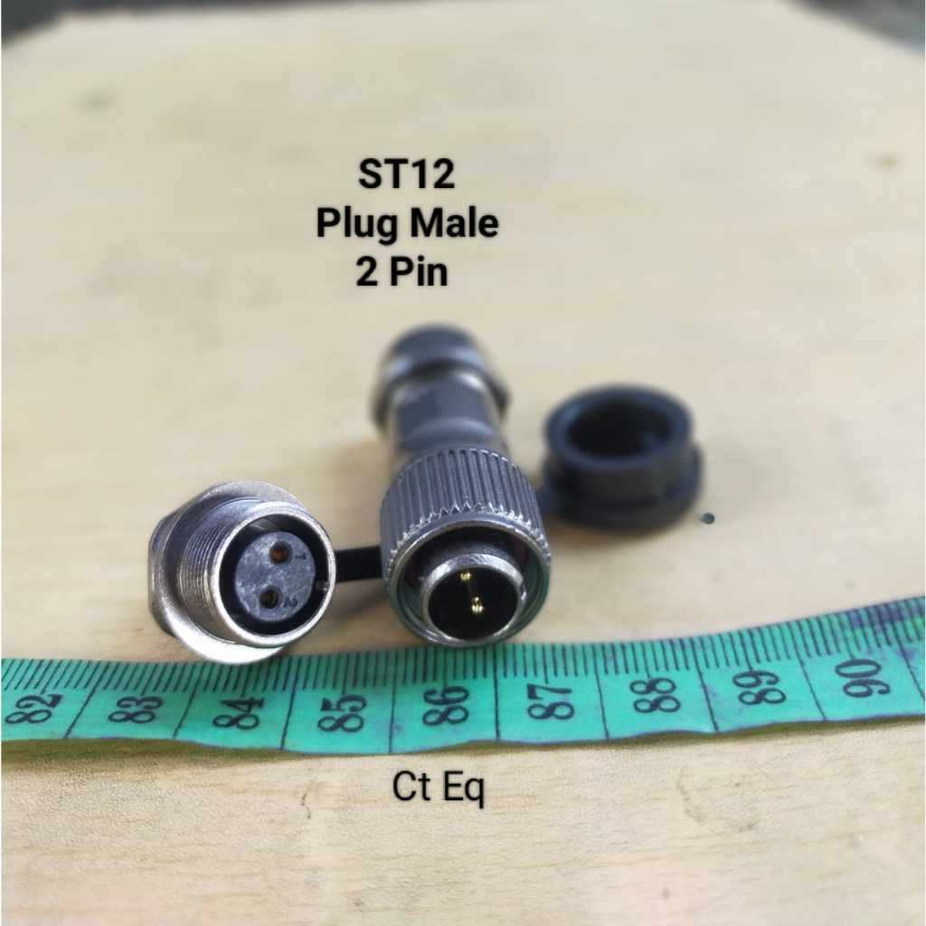 Jual ST12 Plug Male 2 Pin Plug dan Socket M12 Panel Mount 2 Core ...