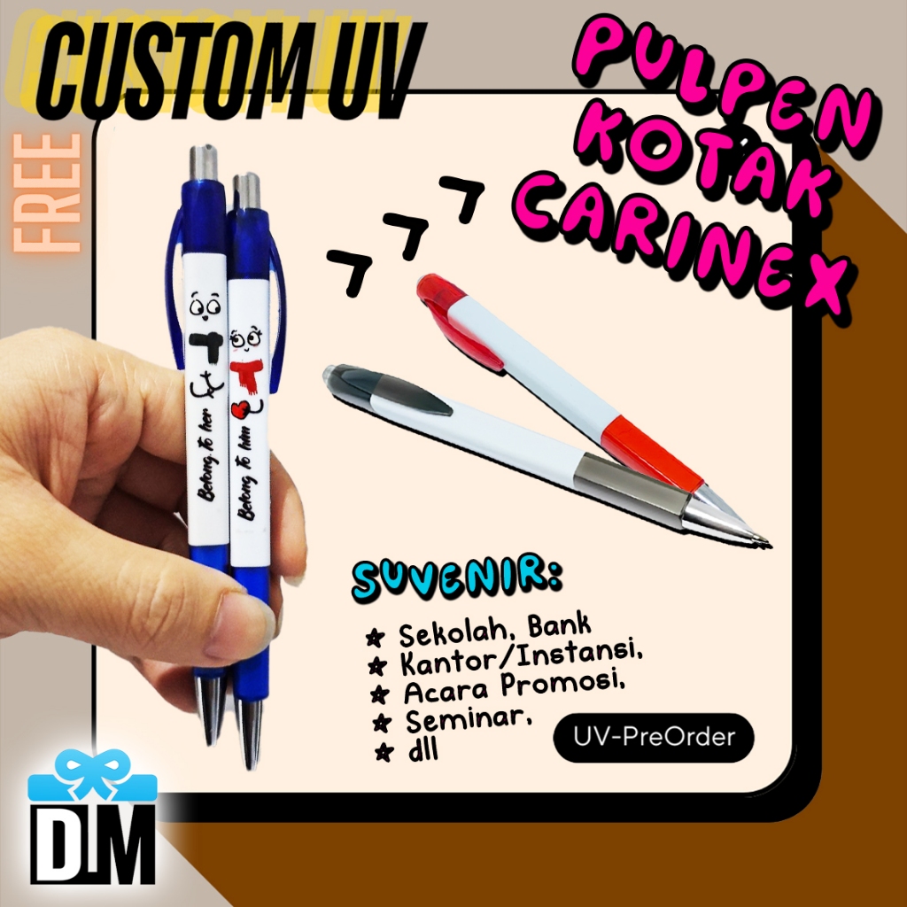 Jual Custom Bolpen Termurah Kotak Persegi Promosi Pen Pena Couple ...