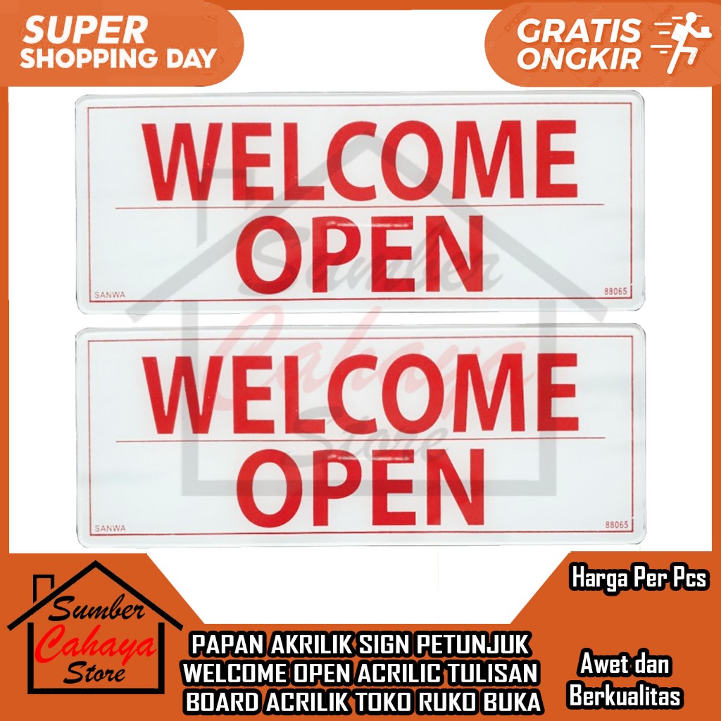 Jual Papan Akrilik Stiker Petunjuk Sign Welcome Open Board Tulisan ...