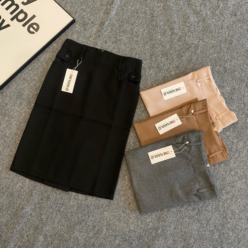 Jual ONENAWA - Rok Kerja Pendek Span 3/4 Bahan Formal Kantor Rok Pendek ...