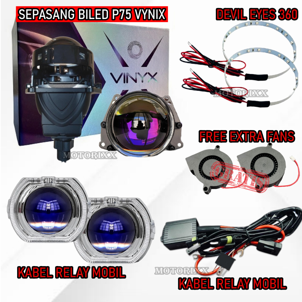 Jual PAKET HEMAT DOUBLE BILED VINYX P75 3 INCHI PURPLE LENS 60/70 WATT ...