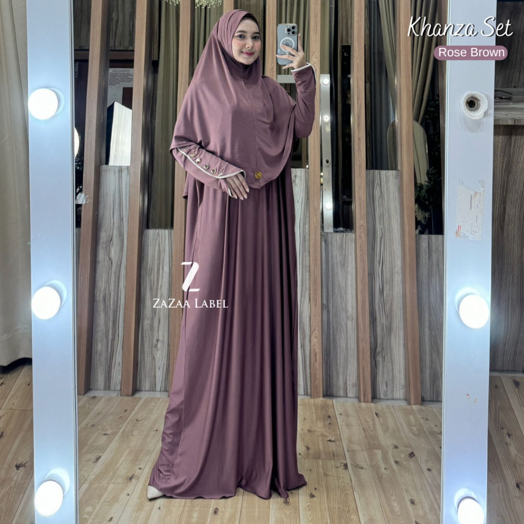 Jual Zazaa Label - Khanza Abaya Umroh Jersey Premium Tebal Set Hijab Muslimah Polos Busui Wanita ...