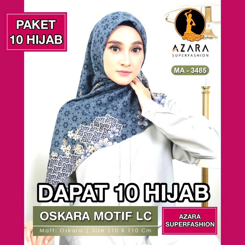 Jual 10 HIJAB OSKARA MOTIF LC PRINTING LABEL ORI AZARA VOAL PREMIUM ...