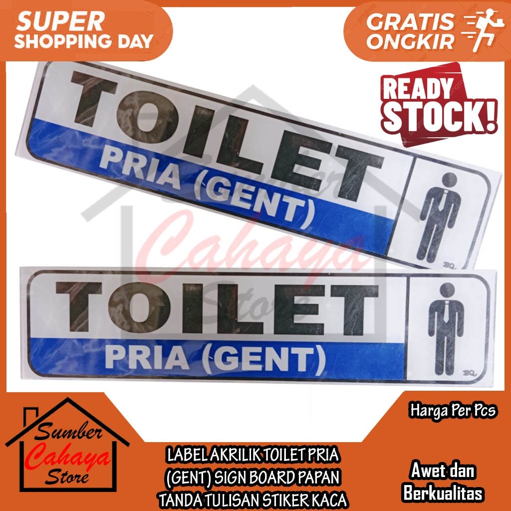 Jual Stiker Label Akrilik Tanda Larangan Papan Toilet Pria Gent Sign ...