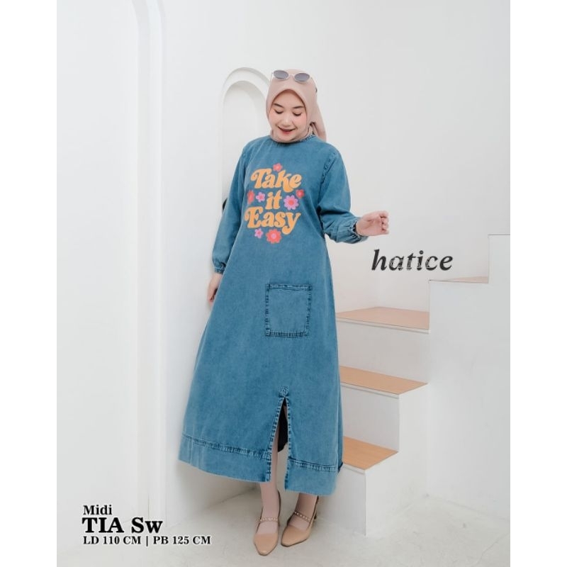 Jual MIDI TIA / MATT JEANS WASH PREMIUM / LD 110 SIZE STANDAR | Shopee ...