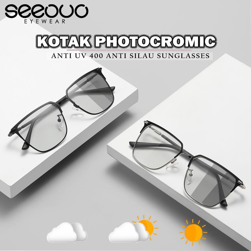 Jual Seeouo Kacamata Lens Antiradiasi Blueray Photocromic Fashion Unisex Stylish Bentuk Kotak ...