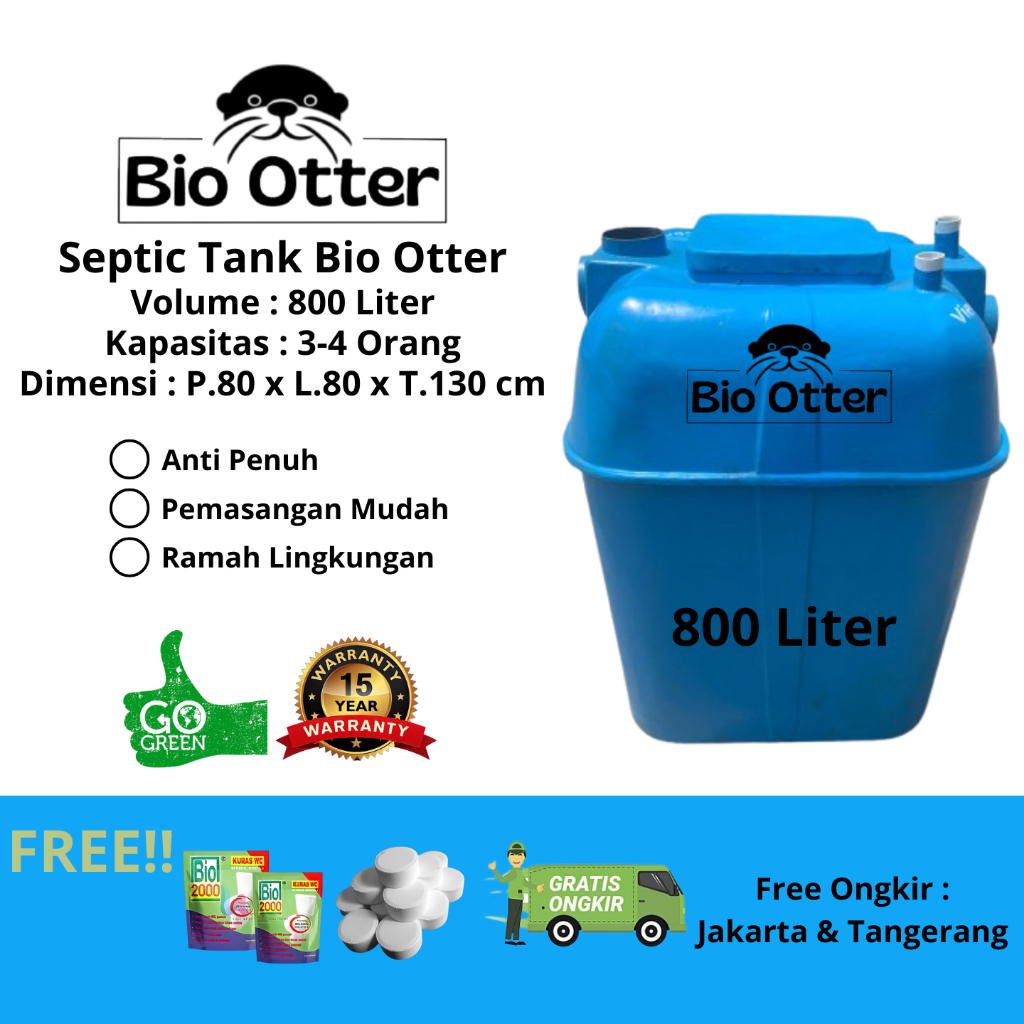 Jual Septic Tank Biofilter Biotank Biotech Biotaff 800 Liter Bio Otter ...
