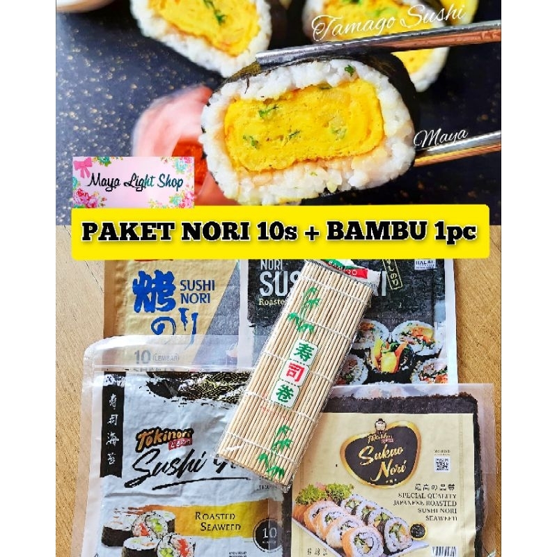 Jual Paket sushi nori 10 lembar bambu sushi java bahan bento dry ...