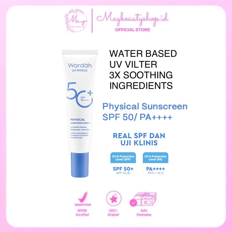 Jual Wardah UV Shield Physical Sunscreen Serum SPF 50+ PA++++ 30ml | Shopee Indonesia