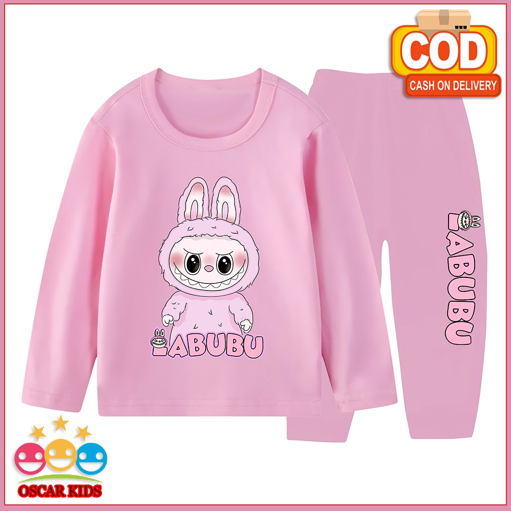 Jual Labubu Viral Setelan Baju Tidur Anak Perempuan 3 Tahun-10 Tahun Model Lengan Panjang Celana ...