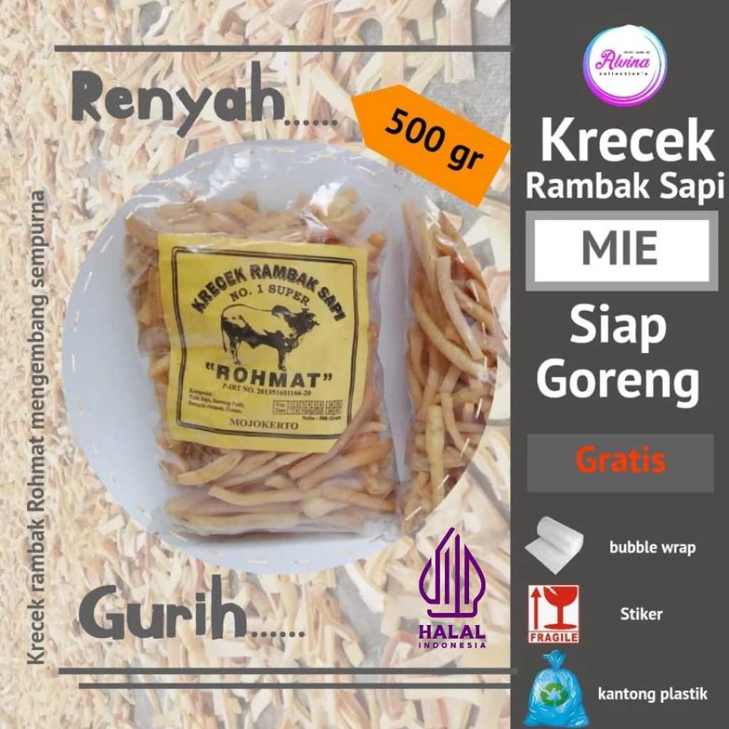 Jual Krecek Rambak Sapi Mentah ROHMAT Varian STIK KECIL ( MIE ) Siap ...