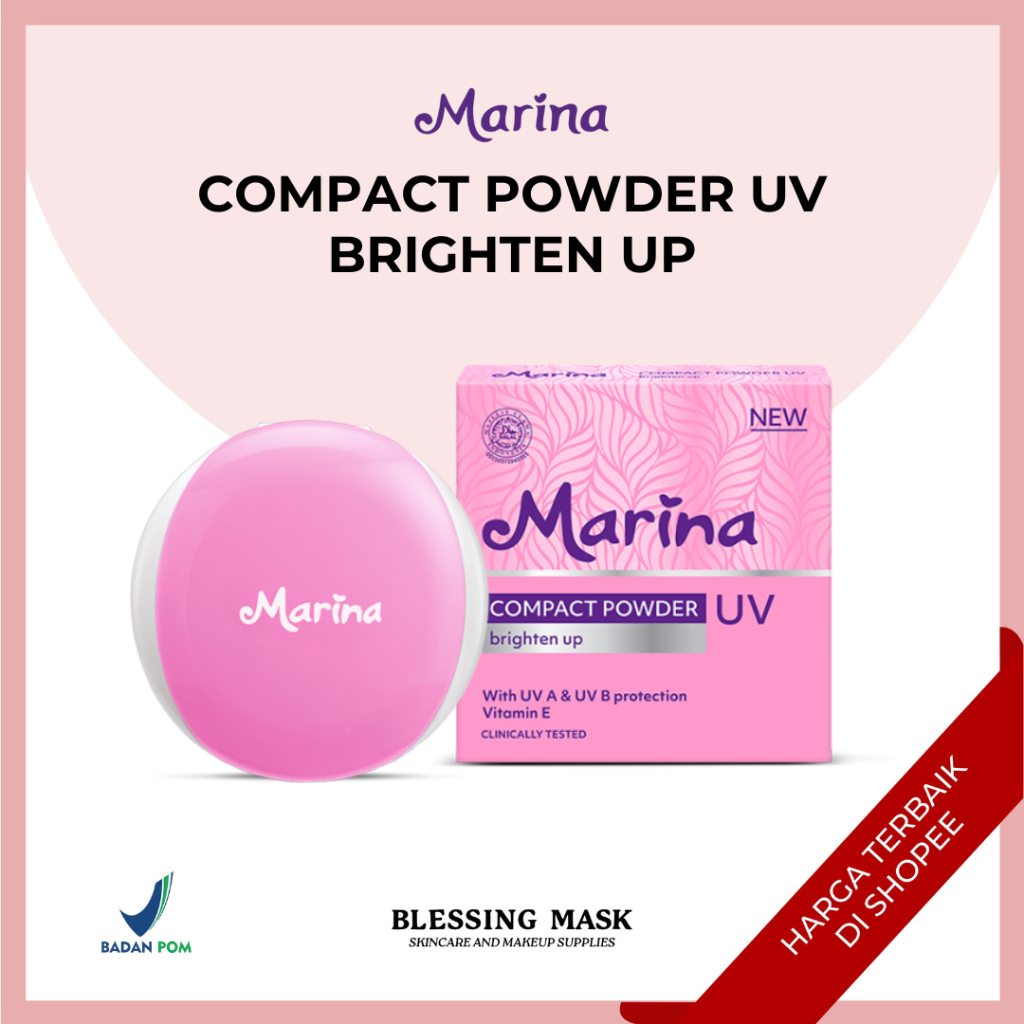 Jual MARINA Compact Powder UV Brighten Up | Bedak Padat - 12gr | with ...