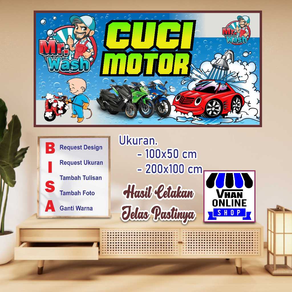 Jual Spanduk Banner Custom Steam Motor Atau Cuci Motor Biru | Shopee ...