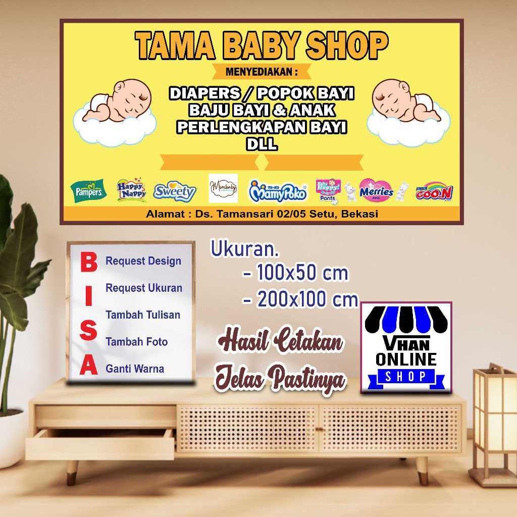 Jual Spanduk Banner Custom Toko Perlengkapan Bayi Design Kuning ...