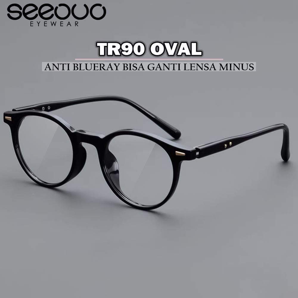 Jual Seeouo Kacamata Antiradiasi Blueray Gadget Style Oval Frame Simple Stylish TR90 Ringan Pria ...