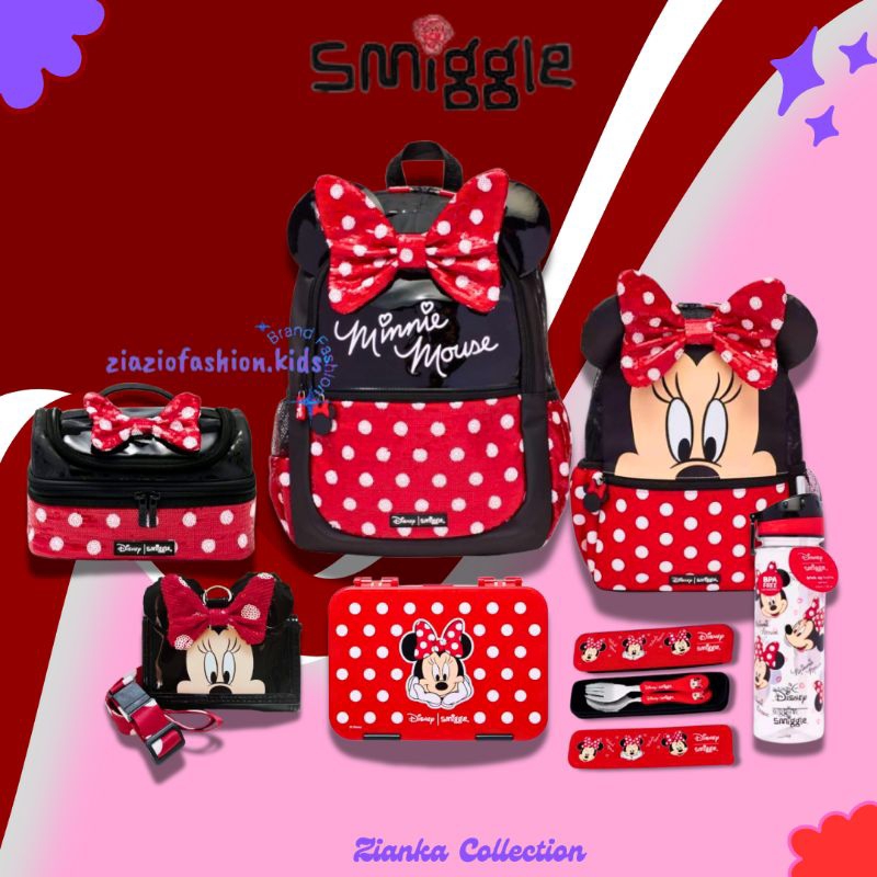 Jual SMIGGLE DISNEY BACKPACK LARGE MEDIUM MINNIE RED BLACK | Shopee ...