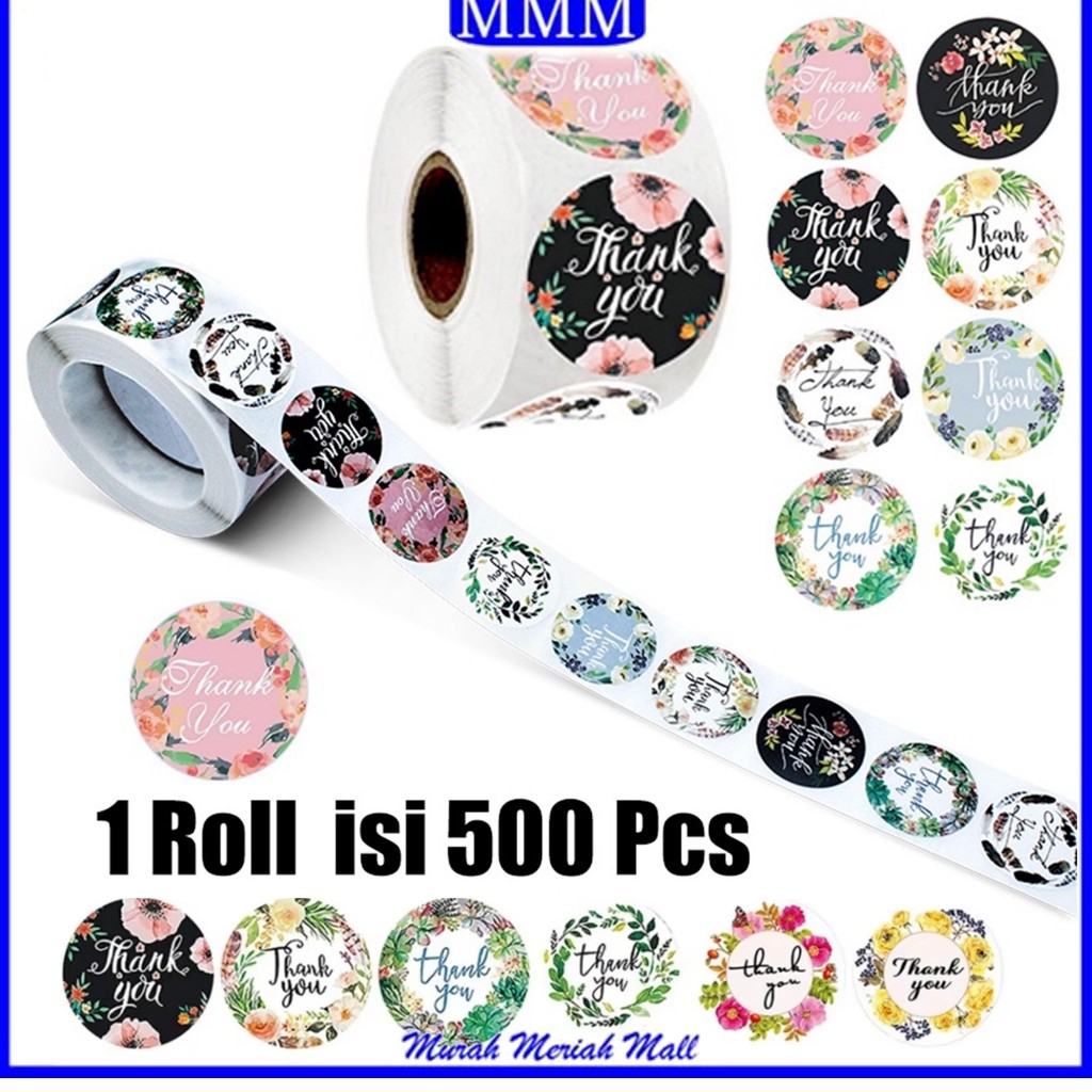 Jual MMM Sticker Thank You Roll Isi 500Pcs Stiker Terima Kasih Warna ...