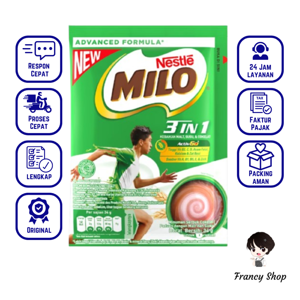 Jual Nestle Milo 3in1 Activ Go Sachet 34 gr | Shopee Indonesia